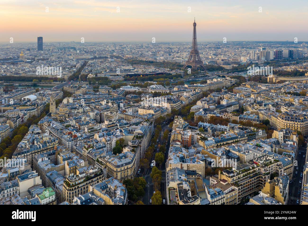 Aerial Paris Boulevards to the Eiffel Tower Stock Photo - Alamy