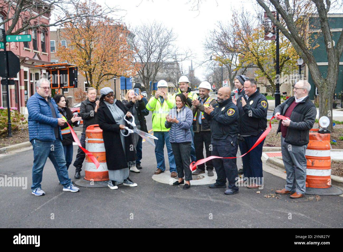 Michigan City Mayor Angie Nelson Deuitch, along with city officials and representatives from ...