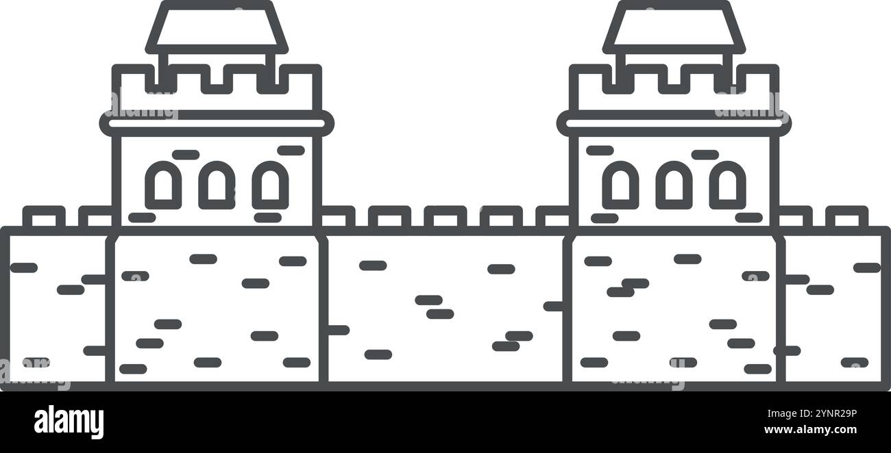 Chinese great wall line icon. Famous landmark Stock Vector Image & Art ...