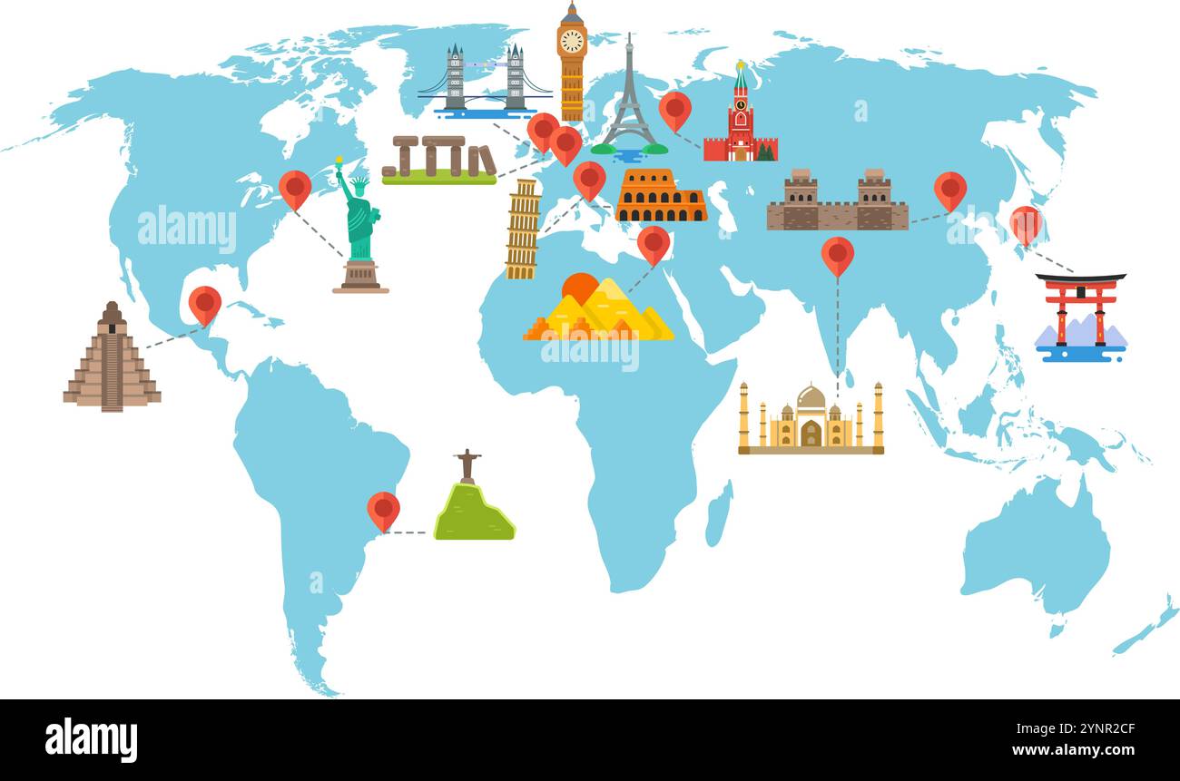 Landmarks map Cut Out Stock Images & Pictures - Alamy