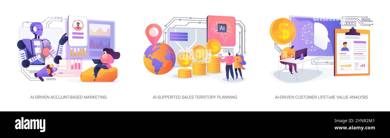 AI in sales strategies abstract concept vector illustrations Stock ...