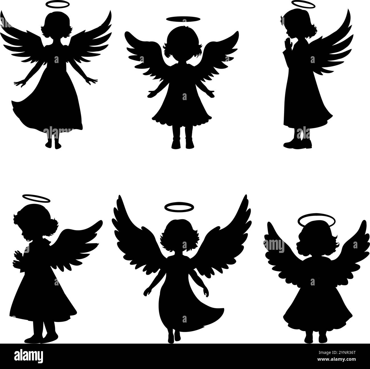 silhouette of an angel - vector illustration Stock Vector Image & Art ...