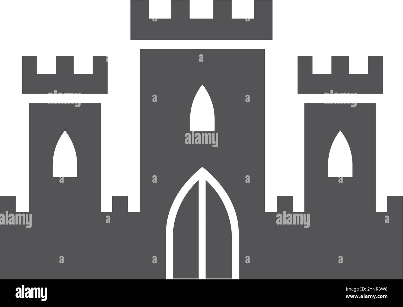Castle black icon. Medieval old architecture symbol isolated on white ...