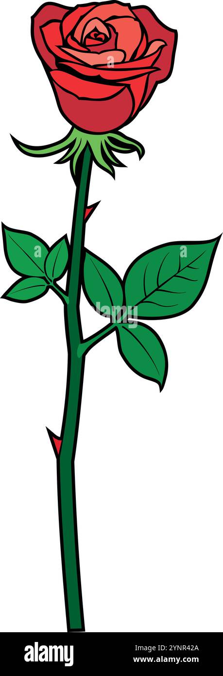 Pink flower rose on bush Stock Vector Images - Alamy