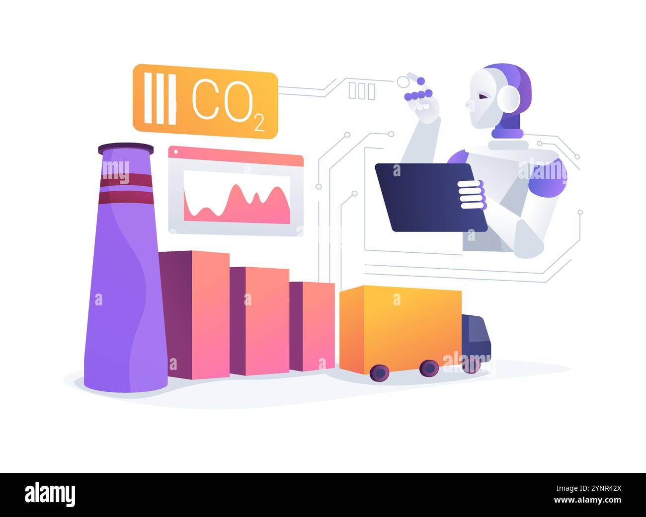 AI-Analyzed Carbon Footprint abstract concept vector illustration Stock ...