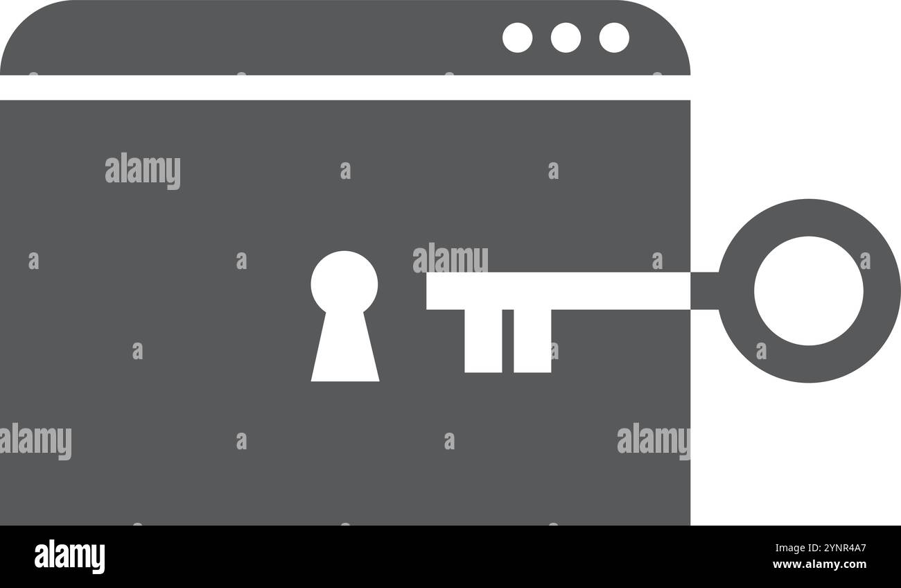 Cyber security black icon. Key open private access Stock Vector Image ...