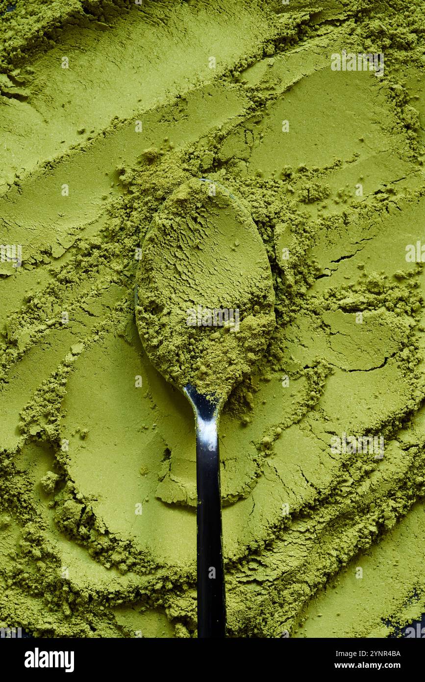 Matcha Powder Overhead View with Spoon Stock Photo - Alamy
