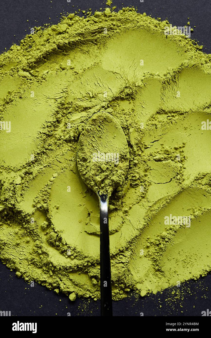 Matcha Powder Overhead View with Spoon Stock Photo - Alamy