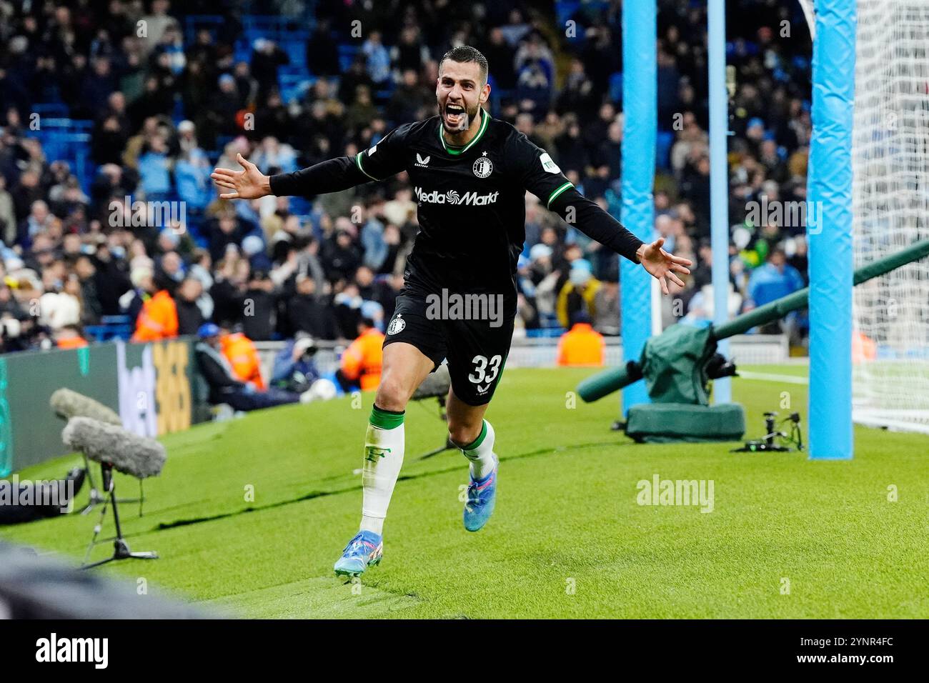 Feyenoord's David Hancko celebrates scoring their side's third goal of ...