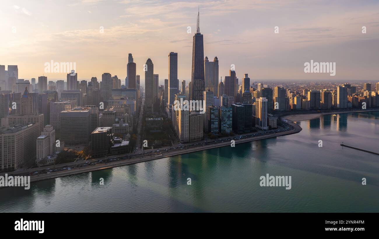 Aerial Chicago Gold Coast and Sears Building Stock Photo - Alamy