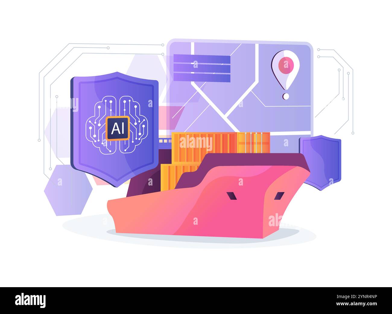 AI-Enhanced Cargo Security abstract concept vector illustration Stock ...