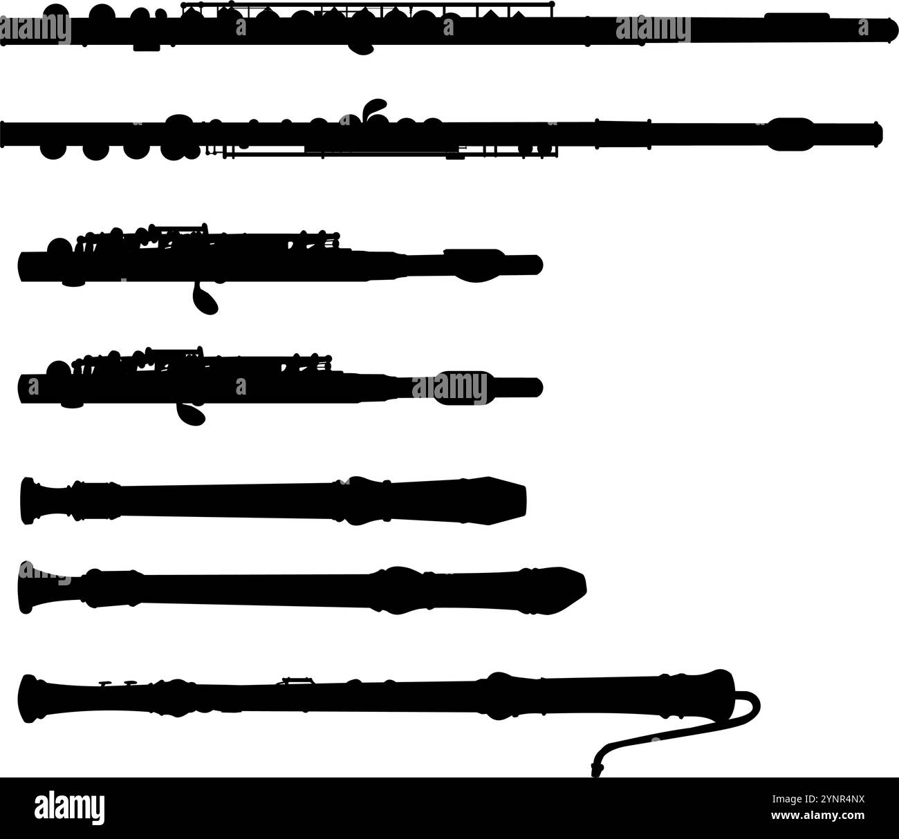 set of flute silhouette Stock Vector Image & Art - Alamy