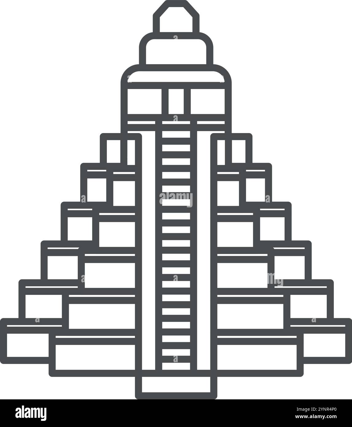 Mayan pyramid line icon. Mexican tourism symbol isolated on white ...