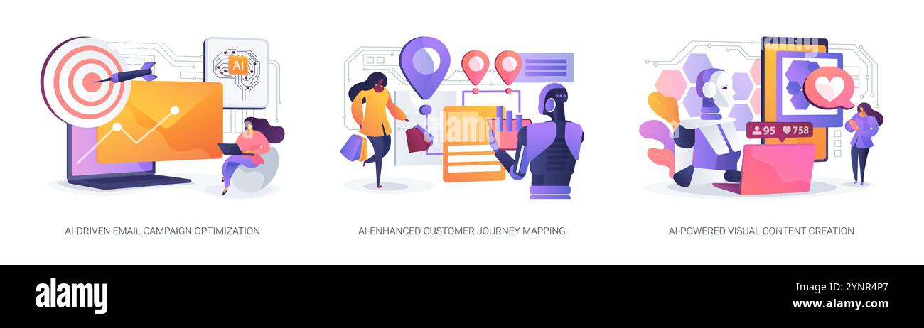 Artificial Intelligence in Marketing abstract concept vector ...