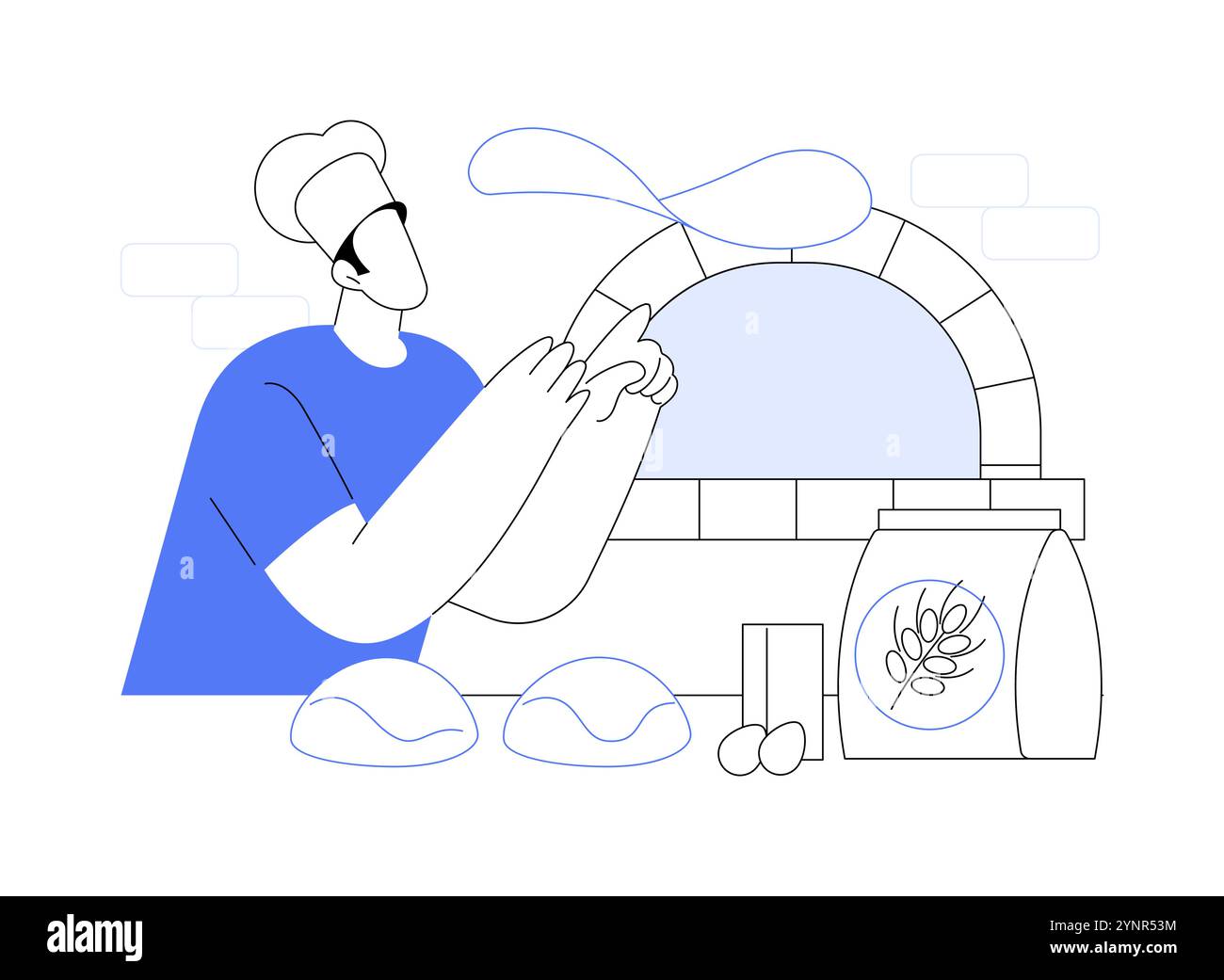 Preparing pizza dough isolated cartoon vector illustrations Stock ...