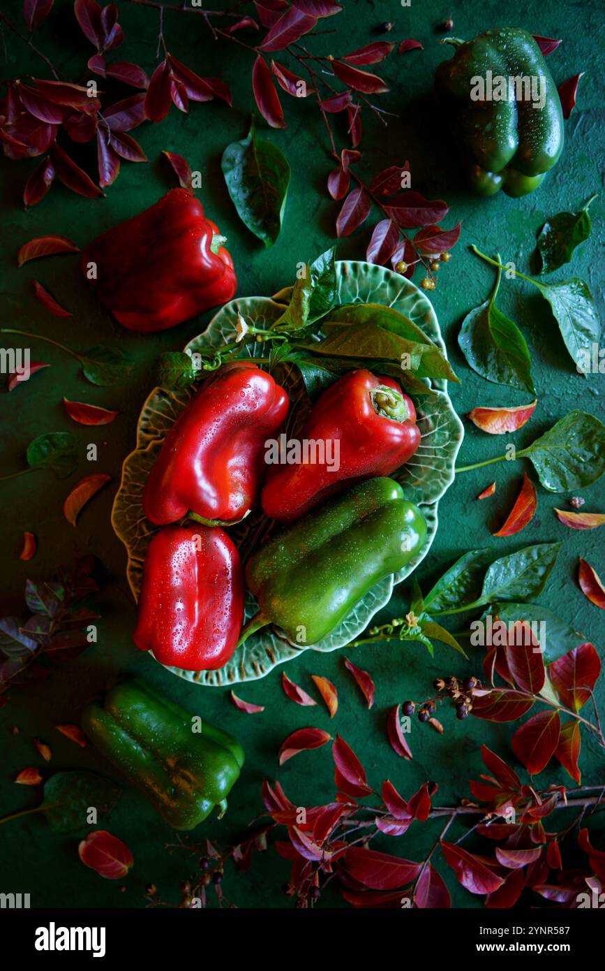 Red and Green Capsicum Bell Peppers Stock Photo - Alamy