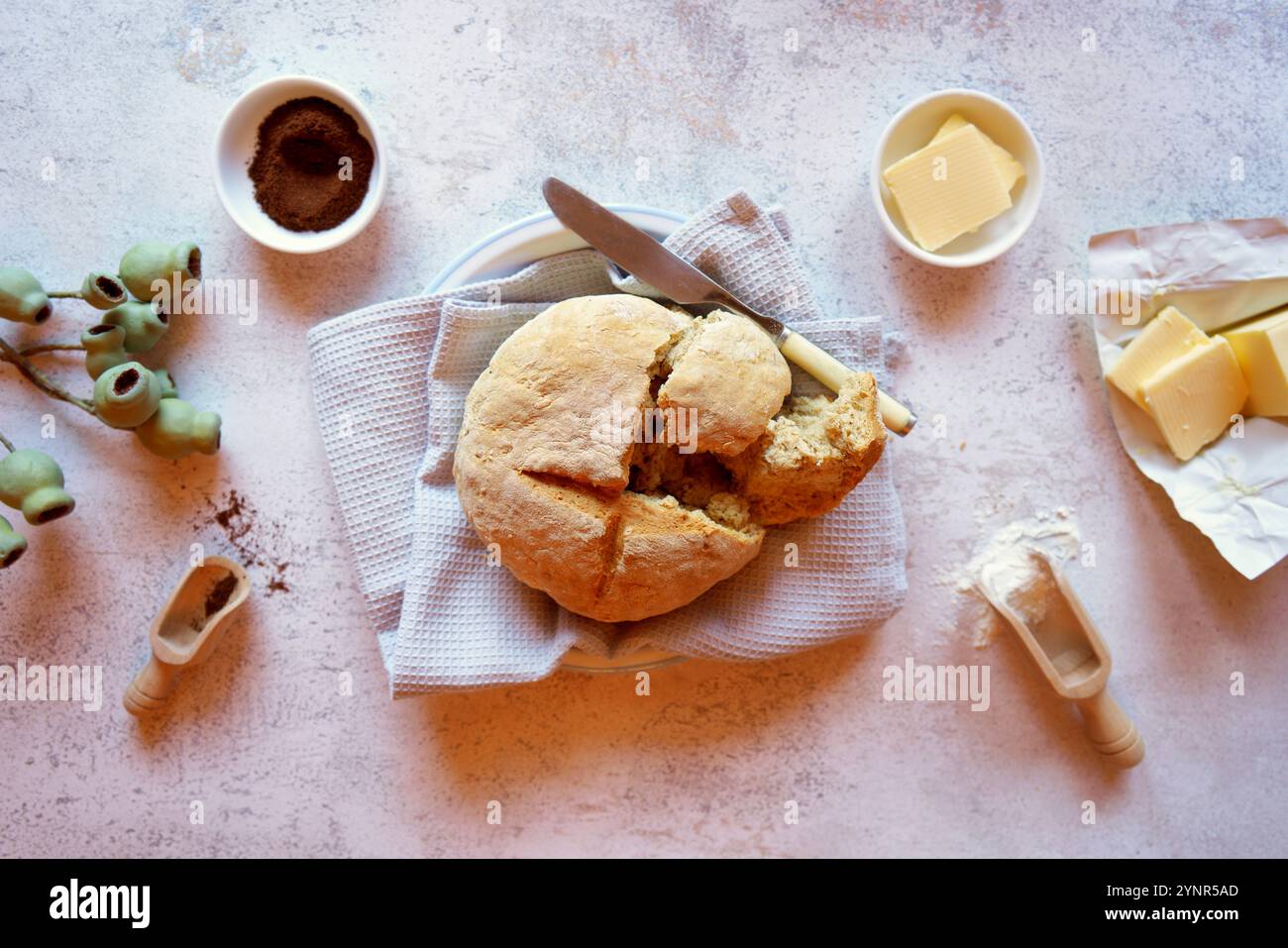 Australian wattleseed flavored traditional Damper bread, known for its ...