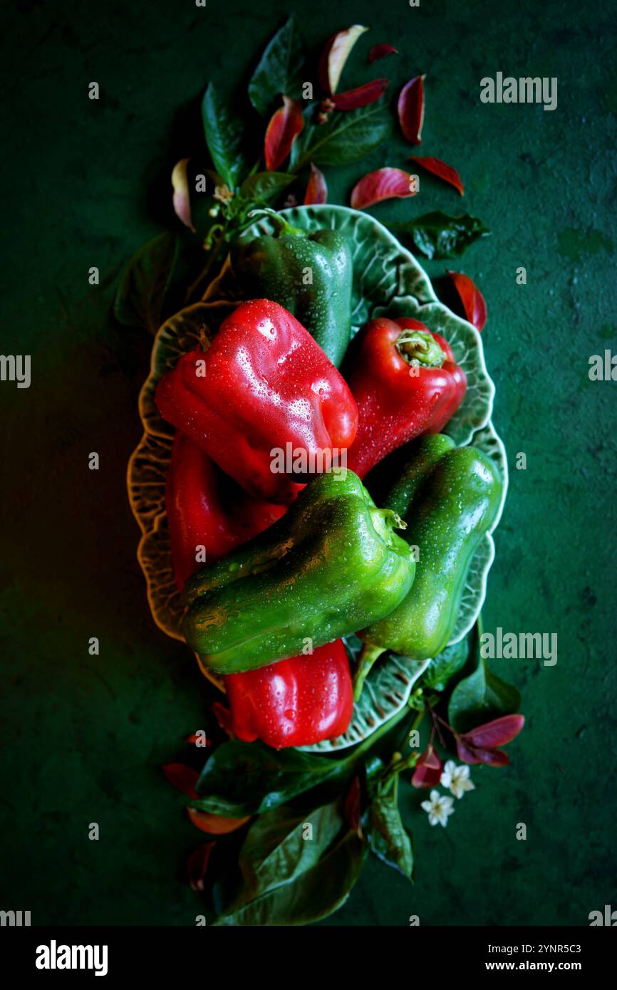 Red and Green Capsicum Bell Peppers Stock Photo - Alamy