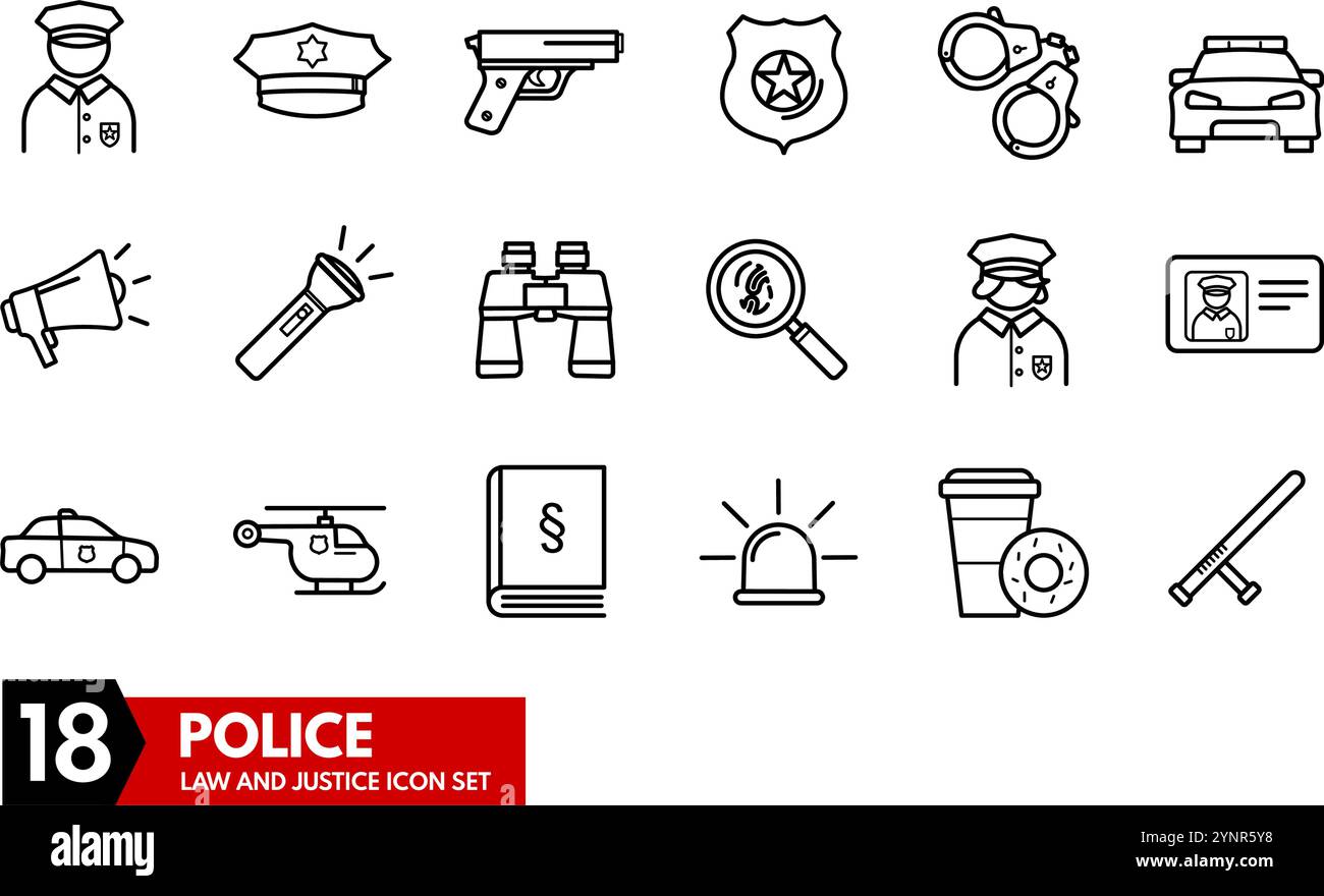 Police, law and justice - icon set Stock Vector Image & Art - Alamy