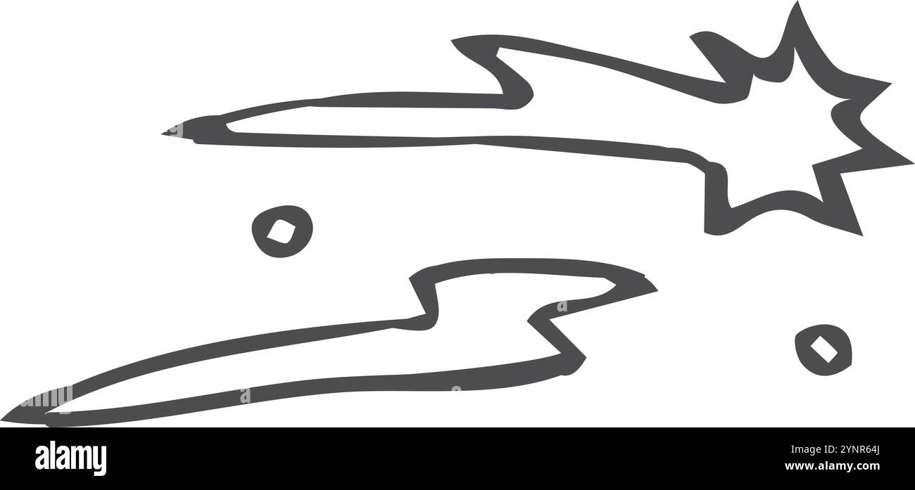 Flying comet doodle. Space star line drawing isolated on white background Stock Vector Image ...