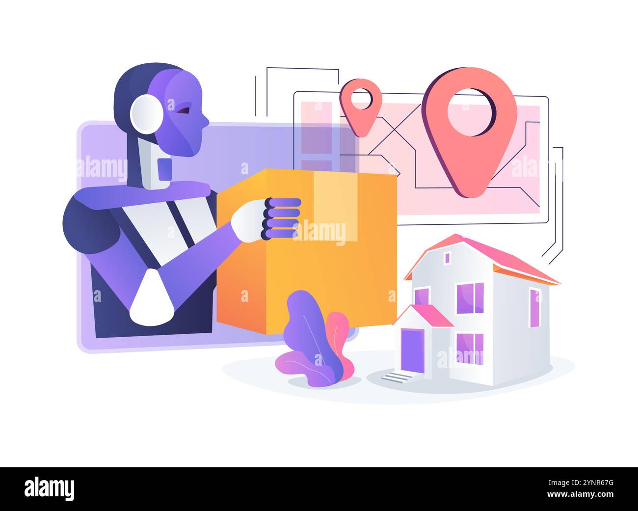 AI-Supported Last-Mile Delivery abstract concept vector illustration ...