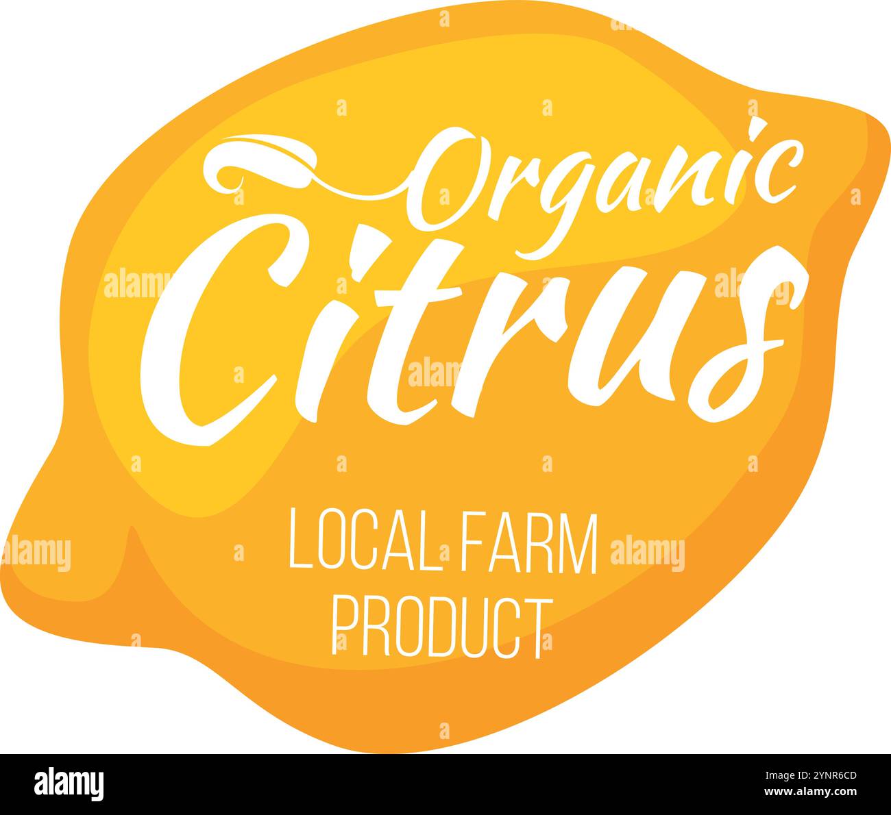 Organic citrus store label. Lemon shape advertising tag isolated on ...