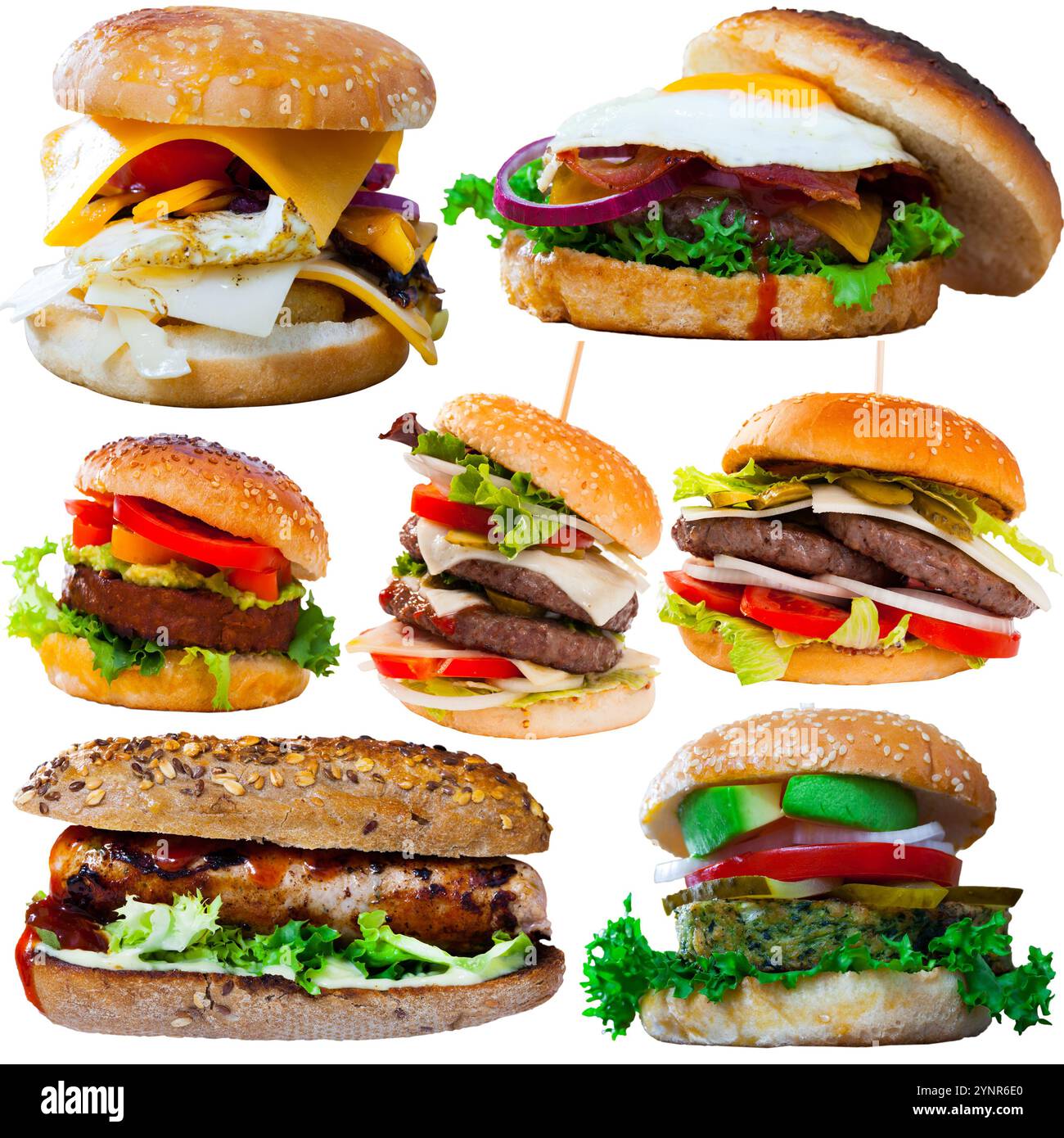 Set burgers meat cheese Cut Out Stock Images & Pictures - Alamy