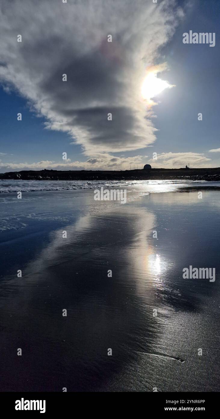 Keflavik station former NATO military base in Iceland on black sand ...
