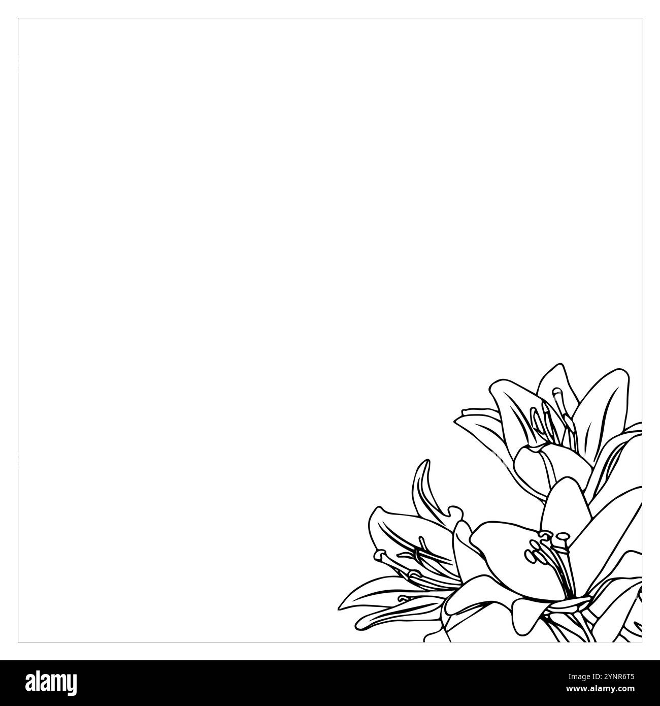 Frame with lilies in doodle style. Element for your design. Vector ...