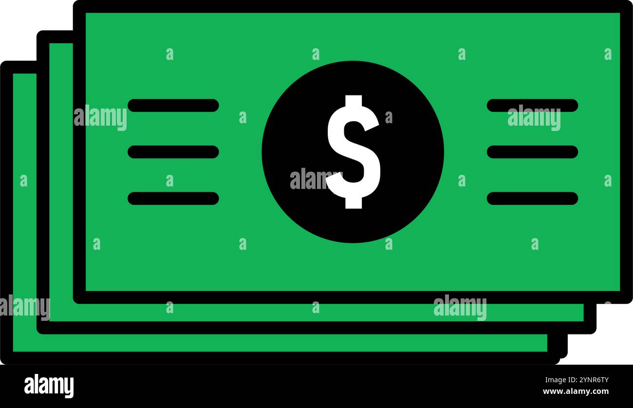 Stack of dollar bills icon in green style, Vector Stock Vector Image ...