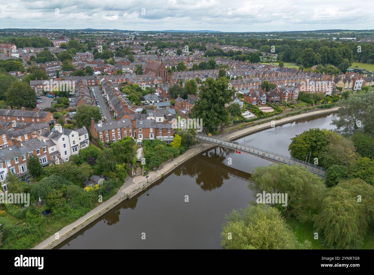 Aerial view of a residential part of central Shrewsbury (SY1) close to ...