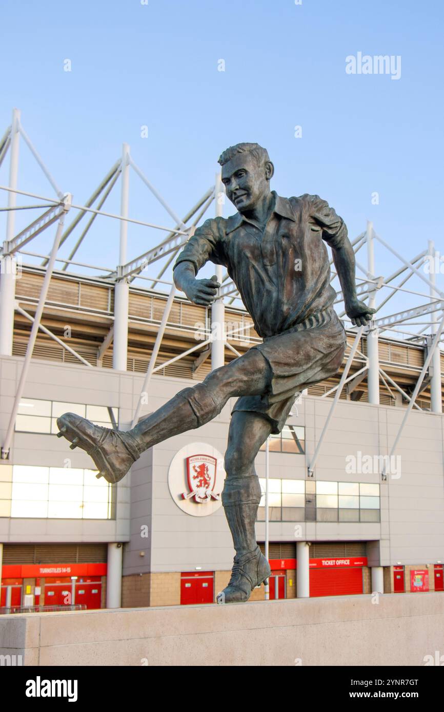 bronze statue of inside forward footballer Wilf Mannion at Entrance of ...