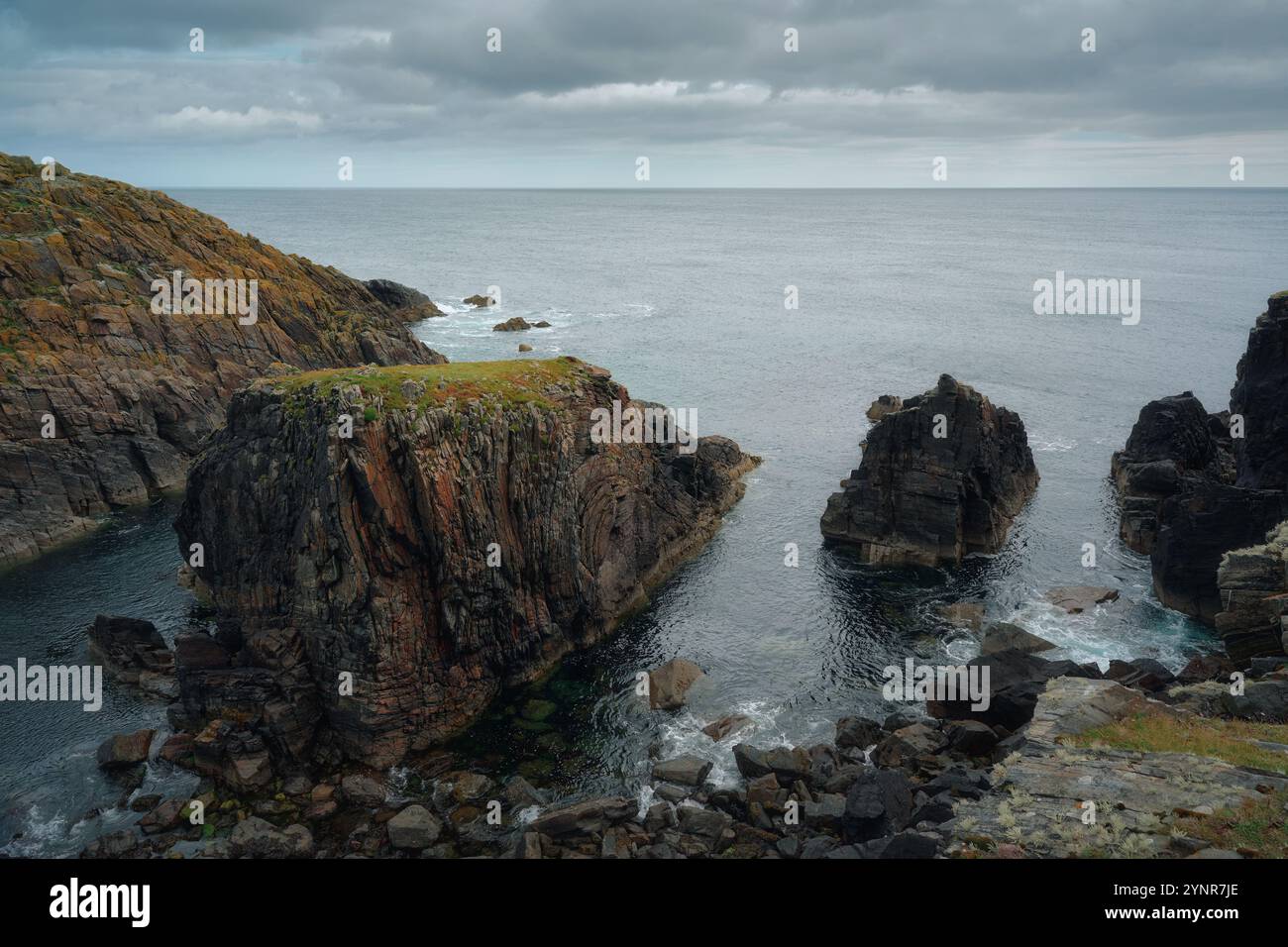 A rocky sea cove in the north of the Isle of Lewis. Scotland, UK Stock ...