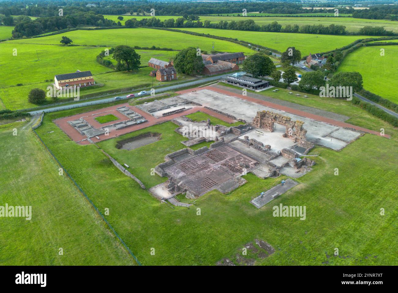 Aerial view of Wroxeter Roman City (SY5), Wroxeter, Shropshire, UK ...