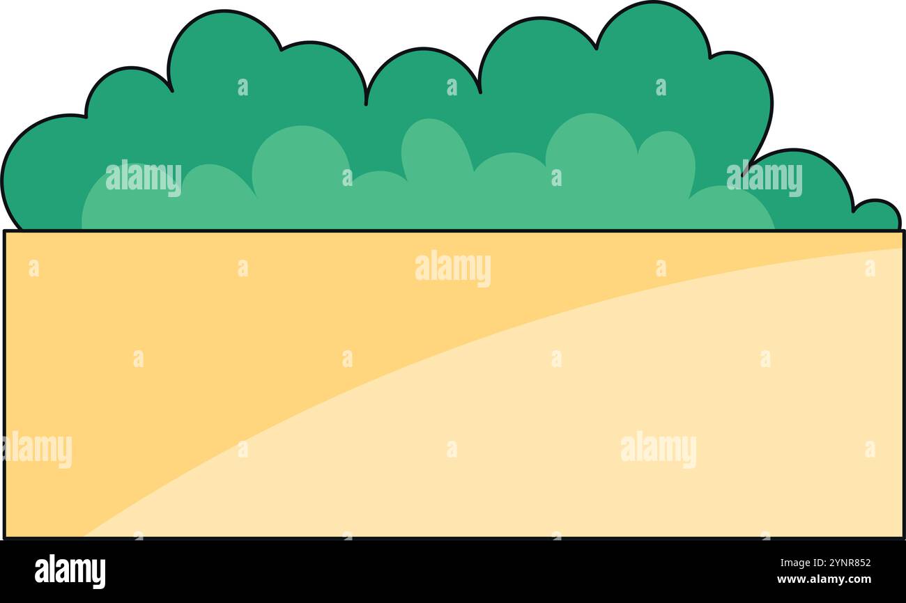 Rectangular planter with green shrubs, Vector Stock Vector Image & Art ...