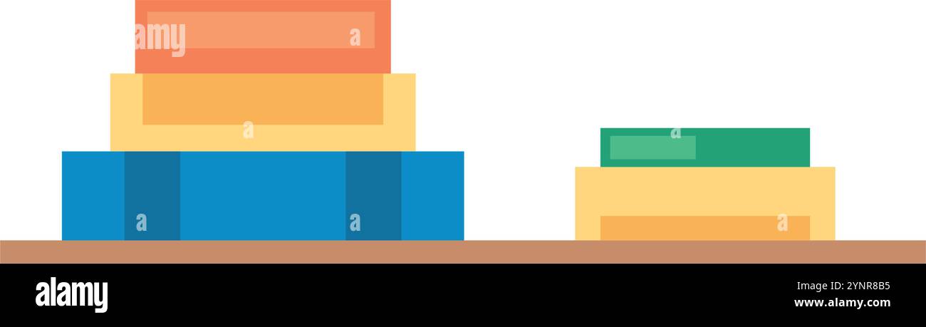 Horizontal stack of books in vibrant colors, Vector Stock Vector Image ...