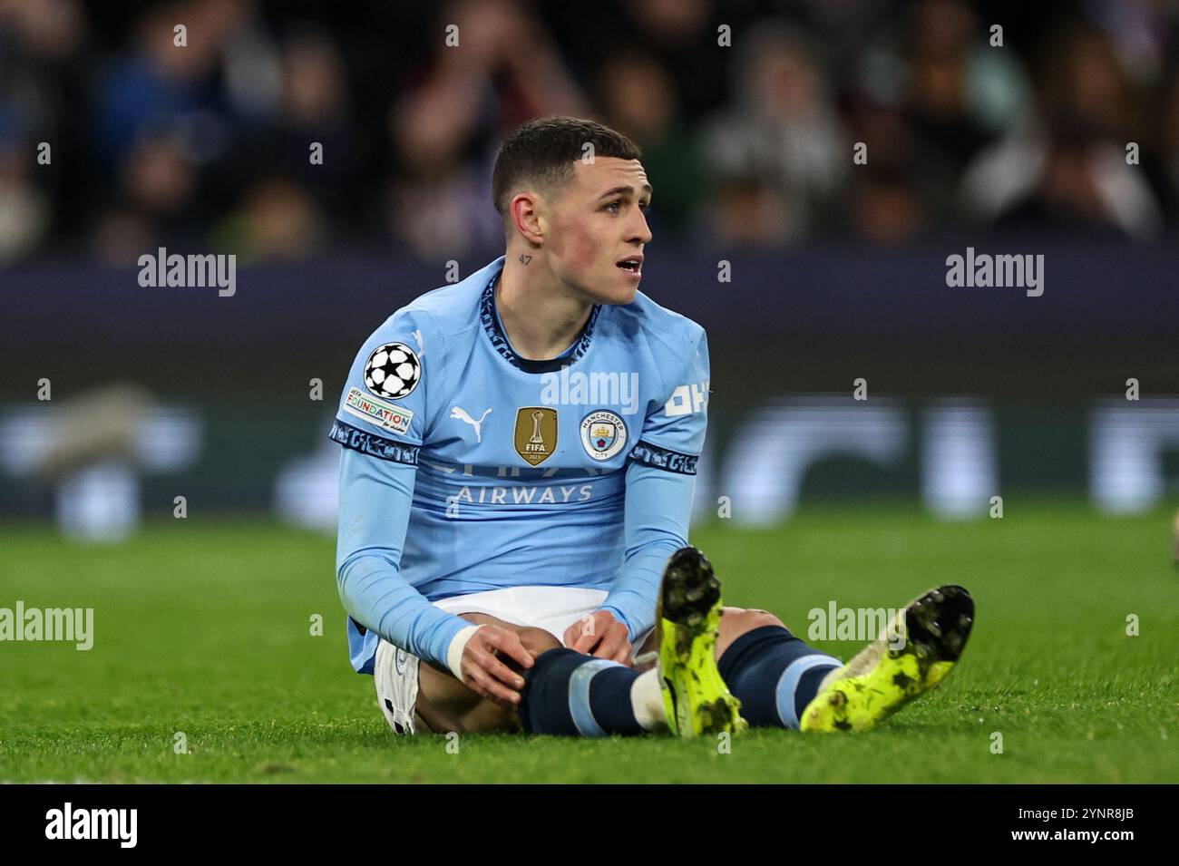 Phil Foden of Manchester City on the floor during the UEFA Champions ...