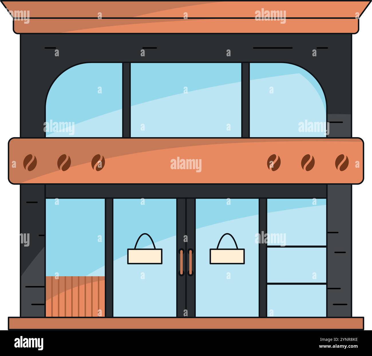 Modern coffee shop facade with signage, Vector Stock Vector Image & Art ...