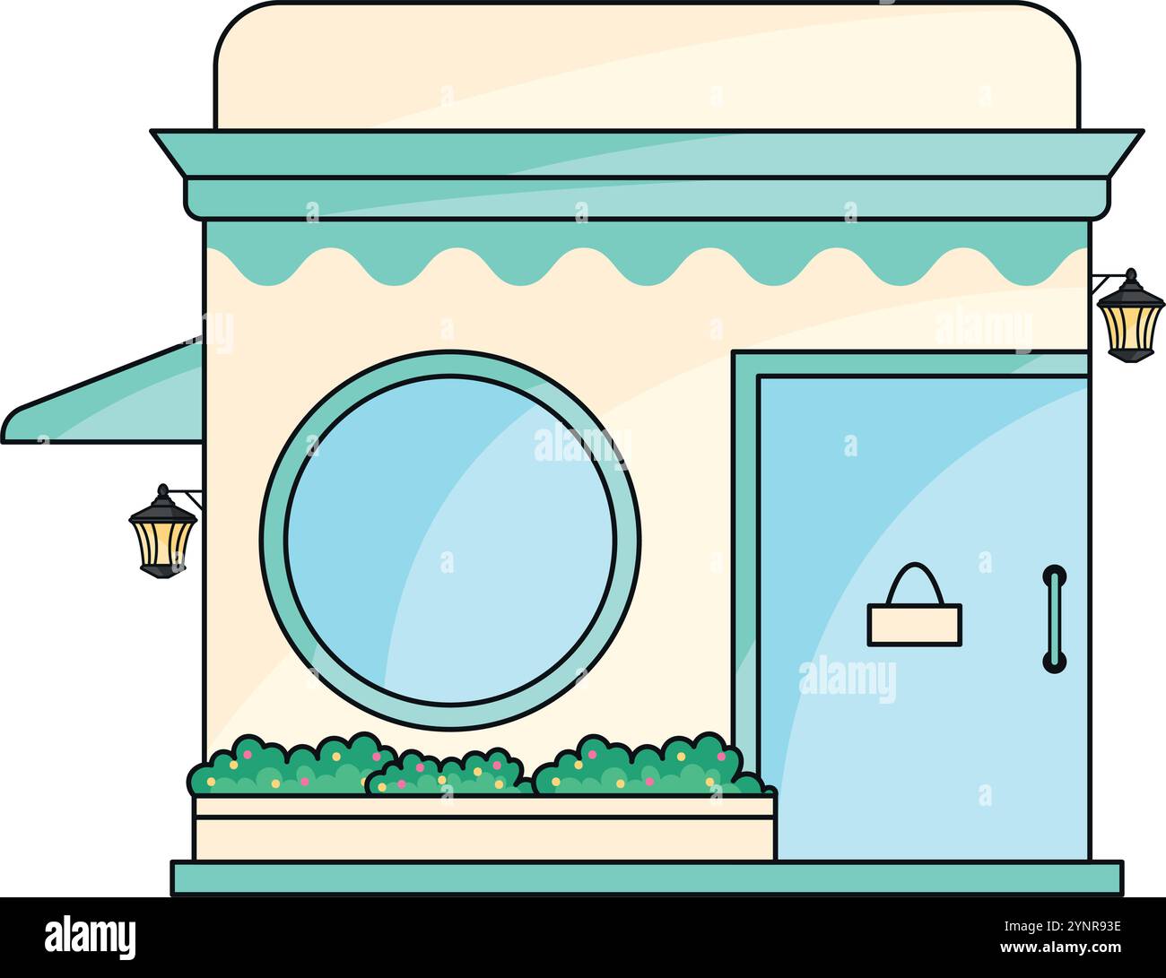 Storefront design with round window detail, Vector Stock Vector Image ...