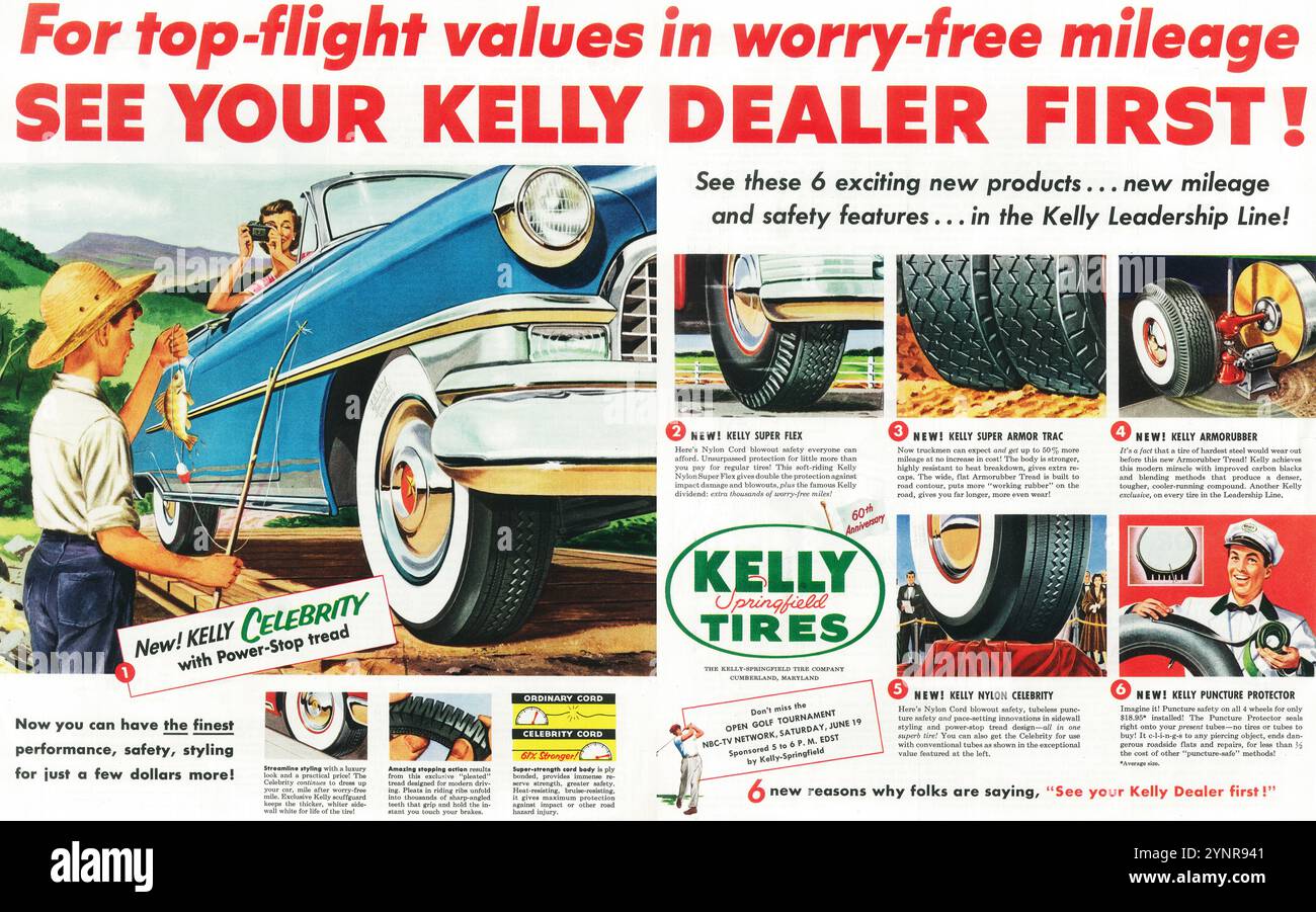 1954 Kelly Tires ad - "See your kelly dealer first" - Kelly Leadership ...