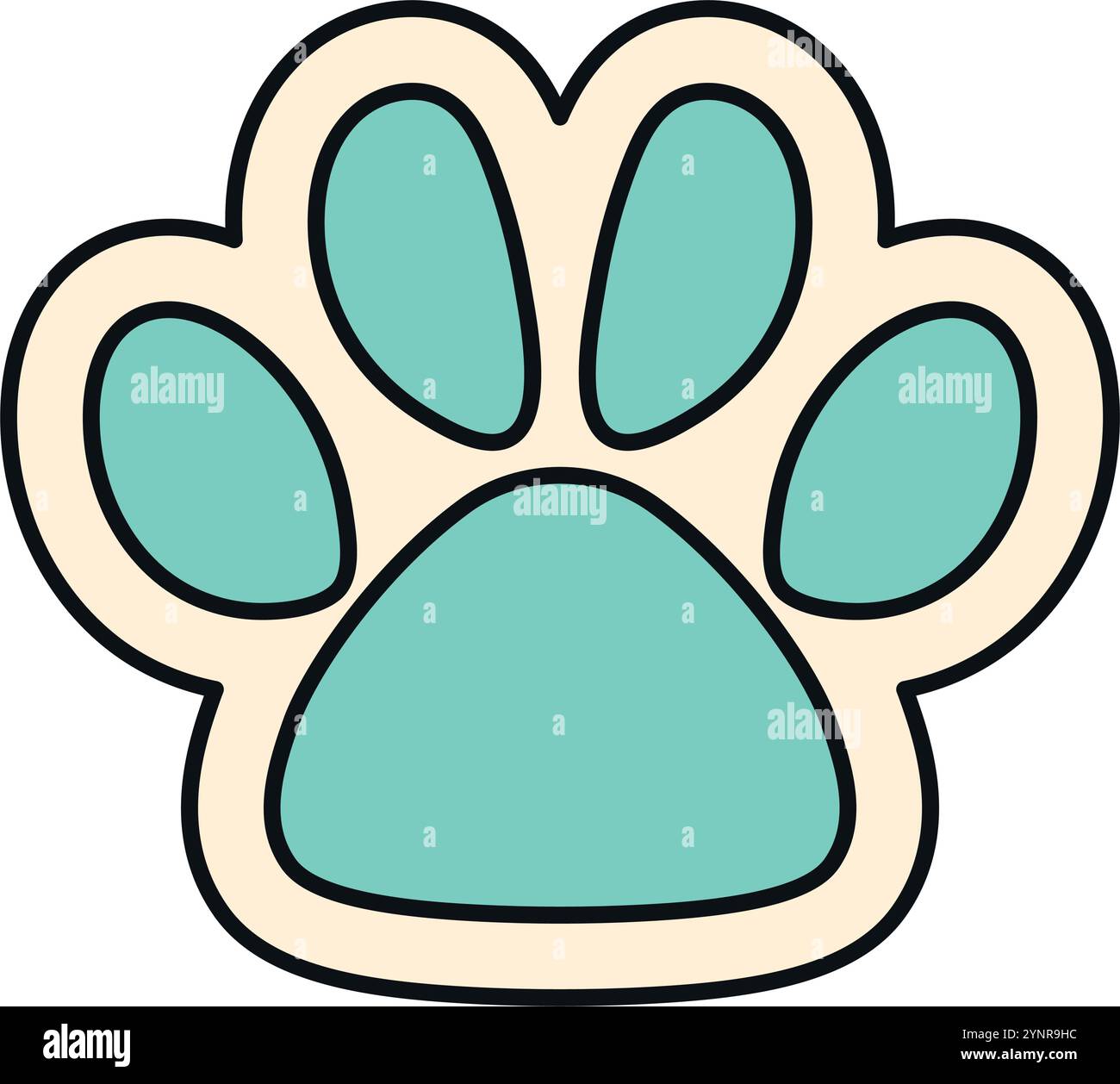 Minimalist paw print with soft teal colors, Vector Stock Vector Image ...