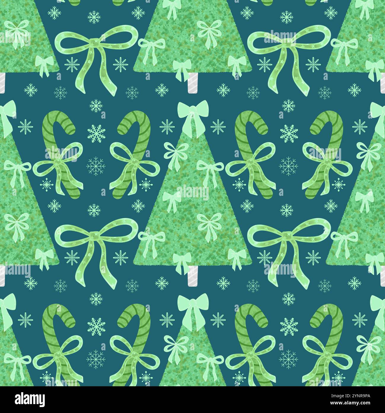 Christmas tree seamless winter ribbon bow pattern for wrapping paper ...