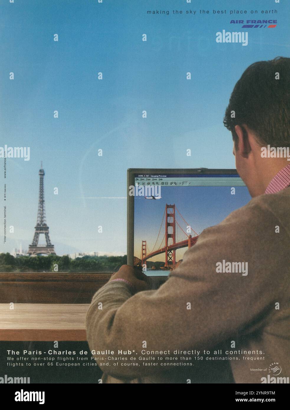 Laptop with san francisco golden gate bridge and eiffel tower hi-res ...