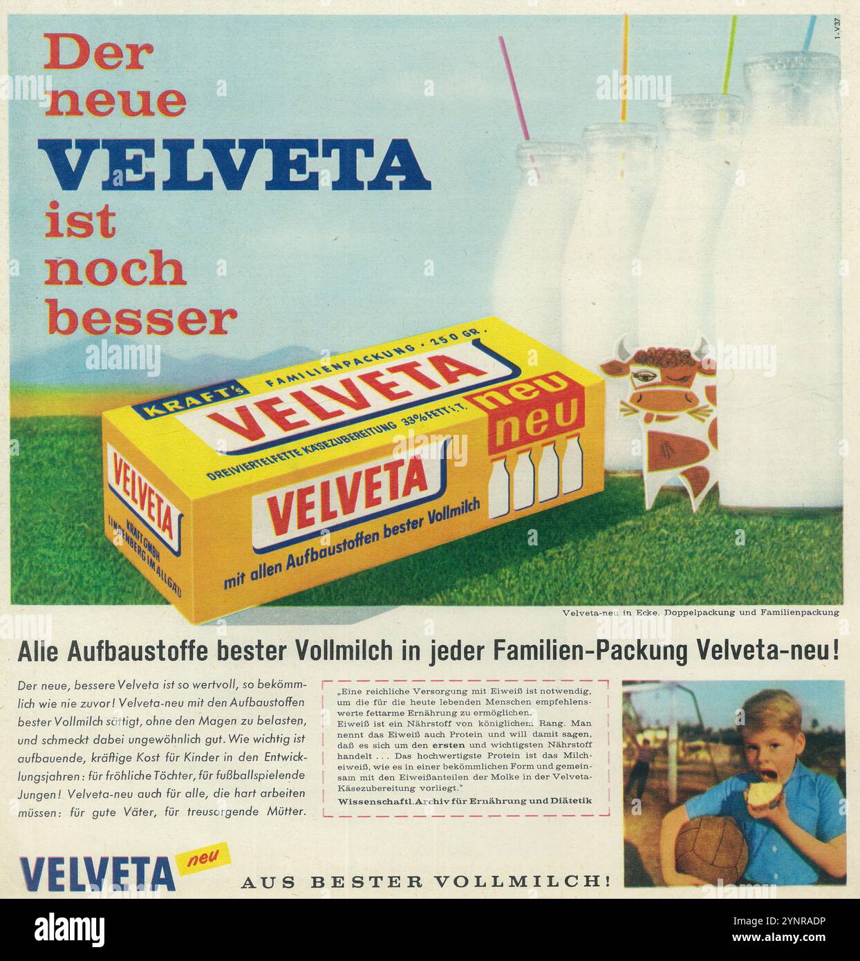 1961 Kraft Velveta cheese ad in a German magazine Stock Photo - Alamy