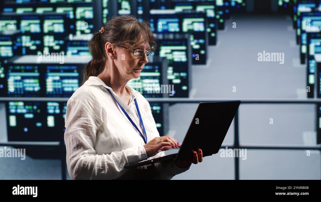 Data storage company executive working in workspace housing GPU ...