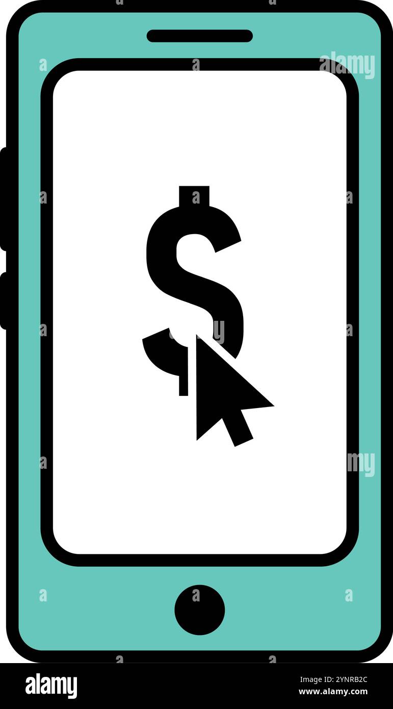 Mobile payment icon with dollar sign, Vector Stock Vector Image & Art ...