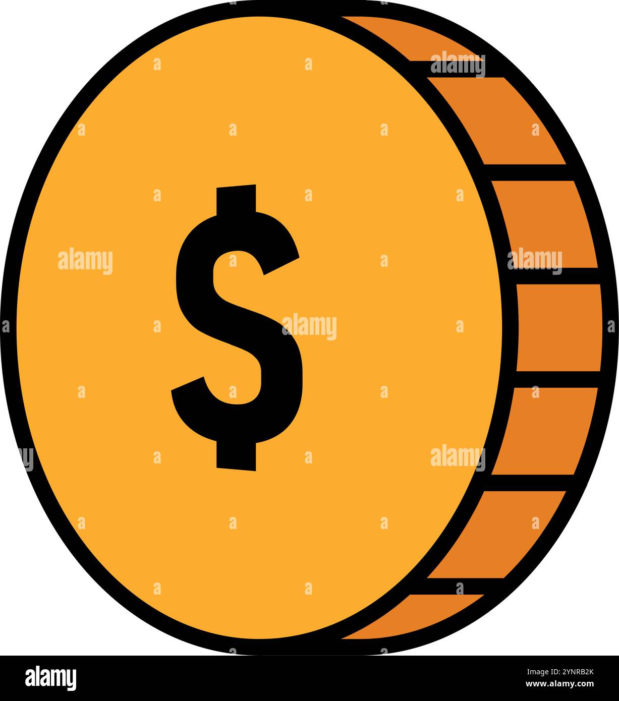 Coin icon with dollar sign and bold outline, Vector Stock Vector Image ...