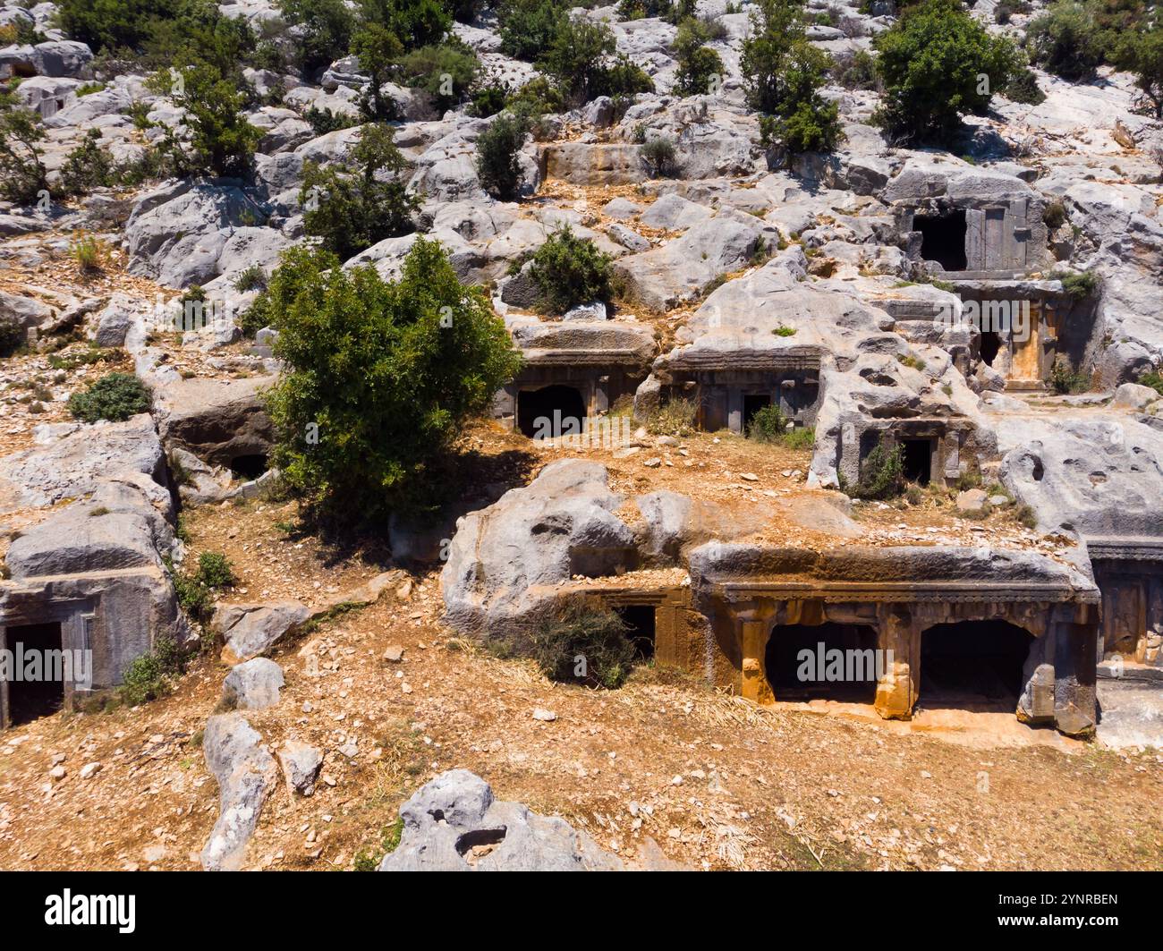 Multiple stone tombs in ancient city of Limyra Stock Photo - Alamy