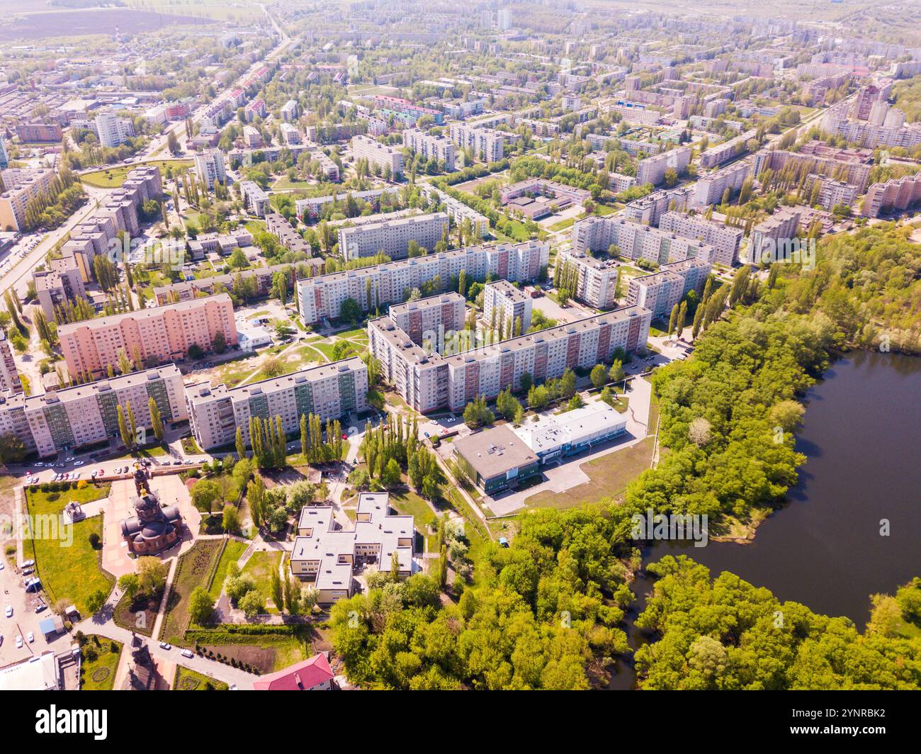 Aerial view of Stary Oskol with Alexander Nevsky Cathedral Stock Photo ...