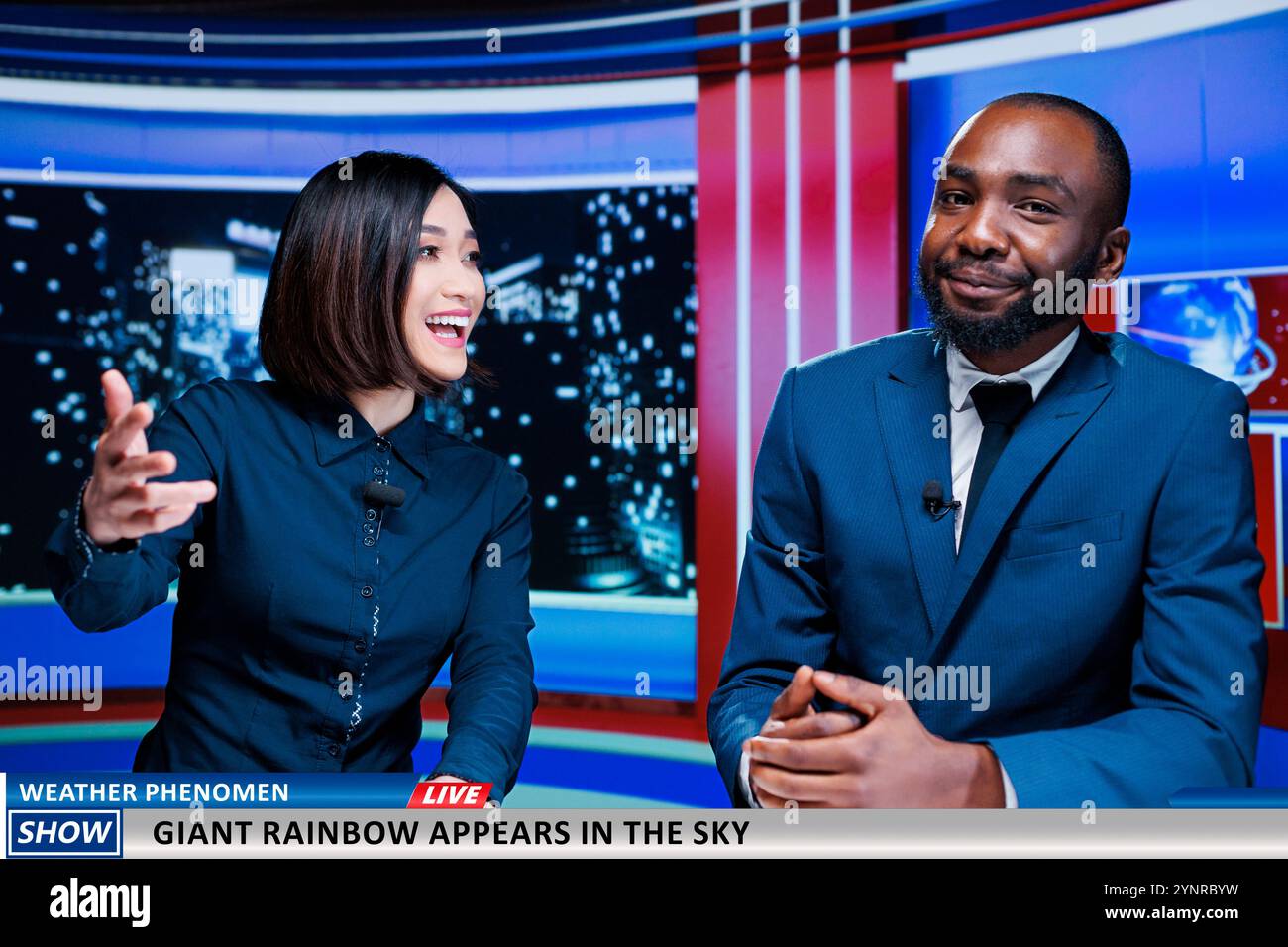 Reportage about fantastic rainbow in the sky, creating amazing ...